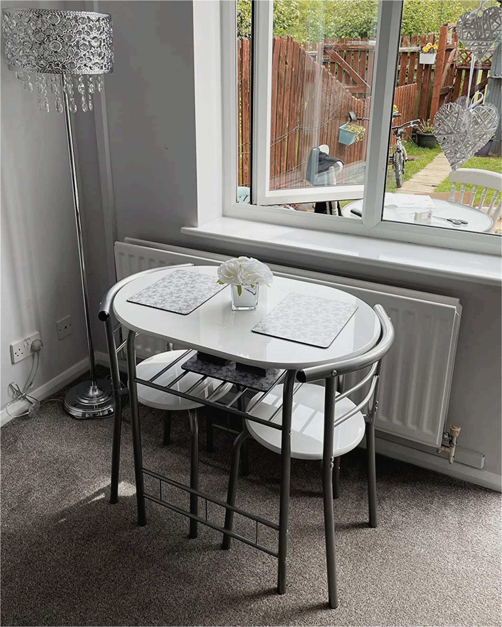Metro Lane Modern White High Gloss Small Dining Table And 2 Chairs Set ...