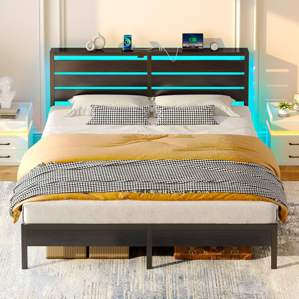 Ivy Bronx LED Headboard With 2 USB Ports, Adjustable Height - Modern ...