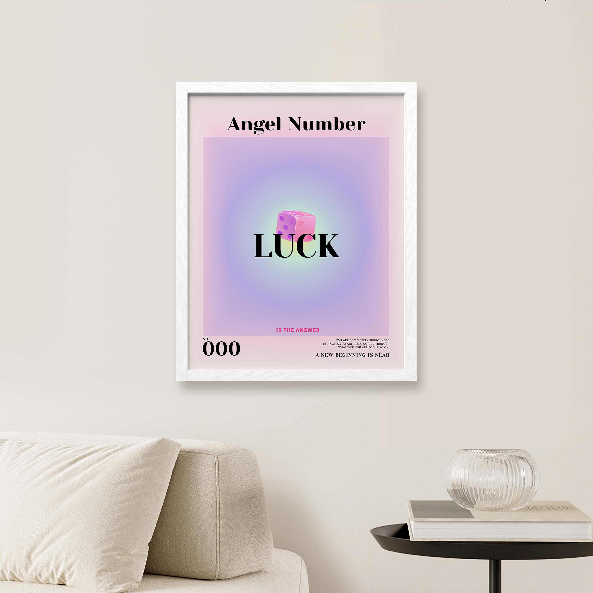 SIGNLEADER " Angel Number Luck 000 Girl's Bedroom Inspirational Art ...
