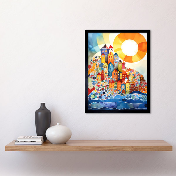 Marlow Home Co. Abstract Seascape Sunrise Village Folk Art Art Print ...