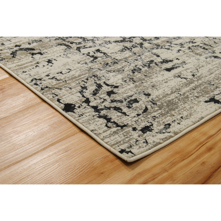 17 Stories Performance Gray/Cream Rug | Wayfair