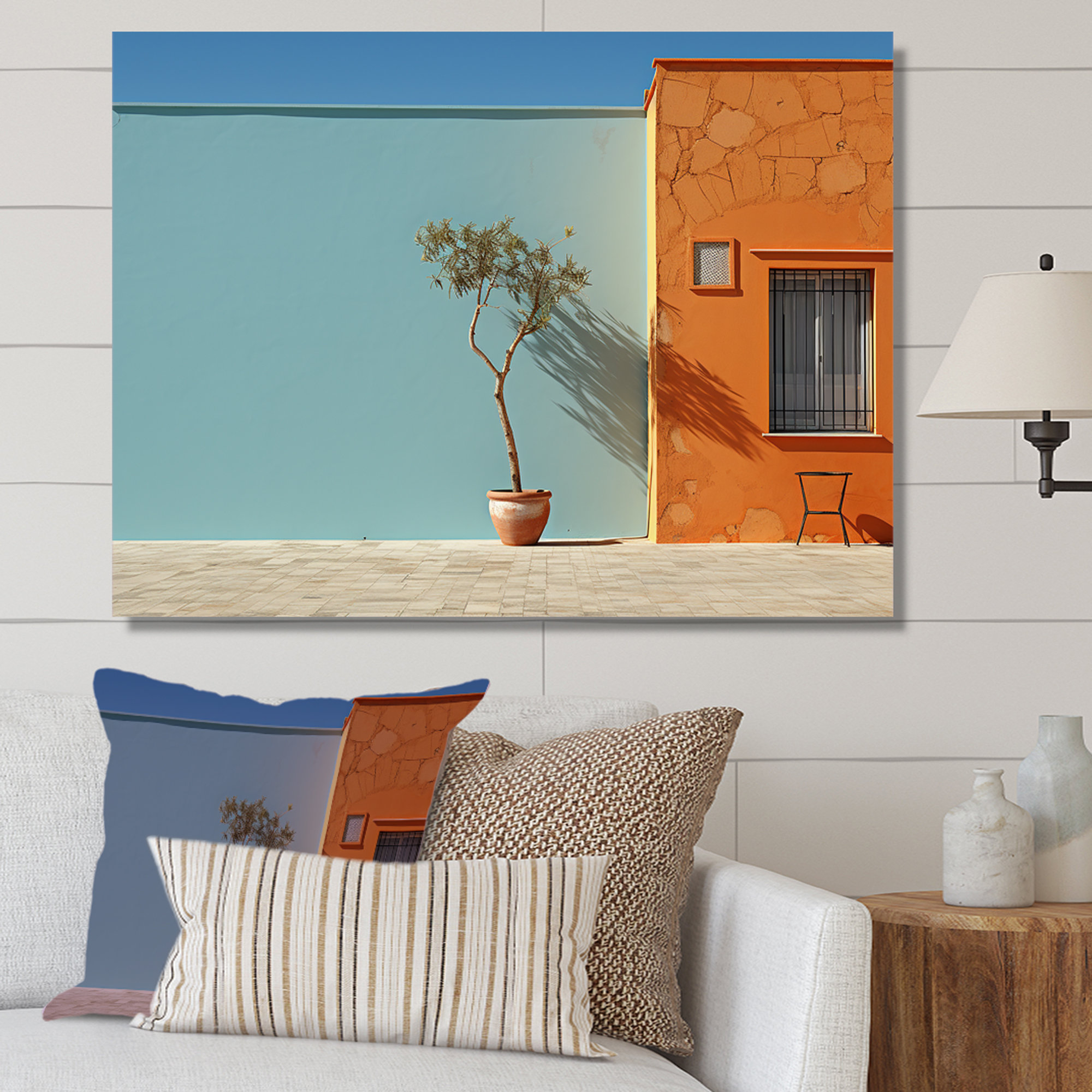 Ebern Designs Tuquoise And Orange Minimalism Harmonious Void On Canvas ...