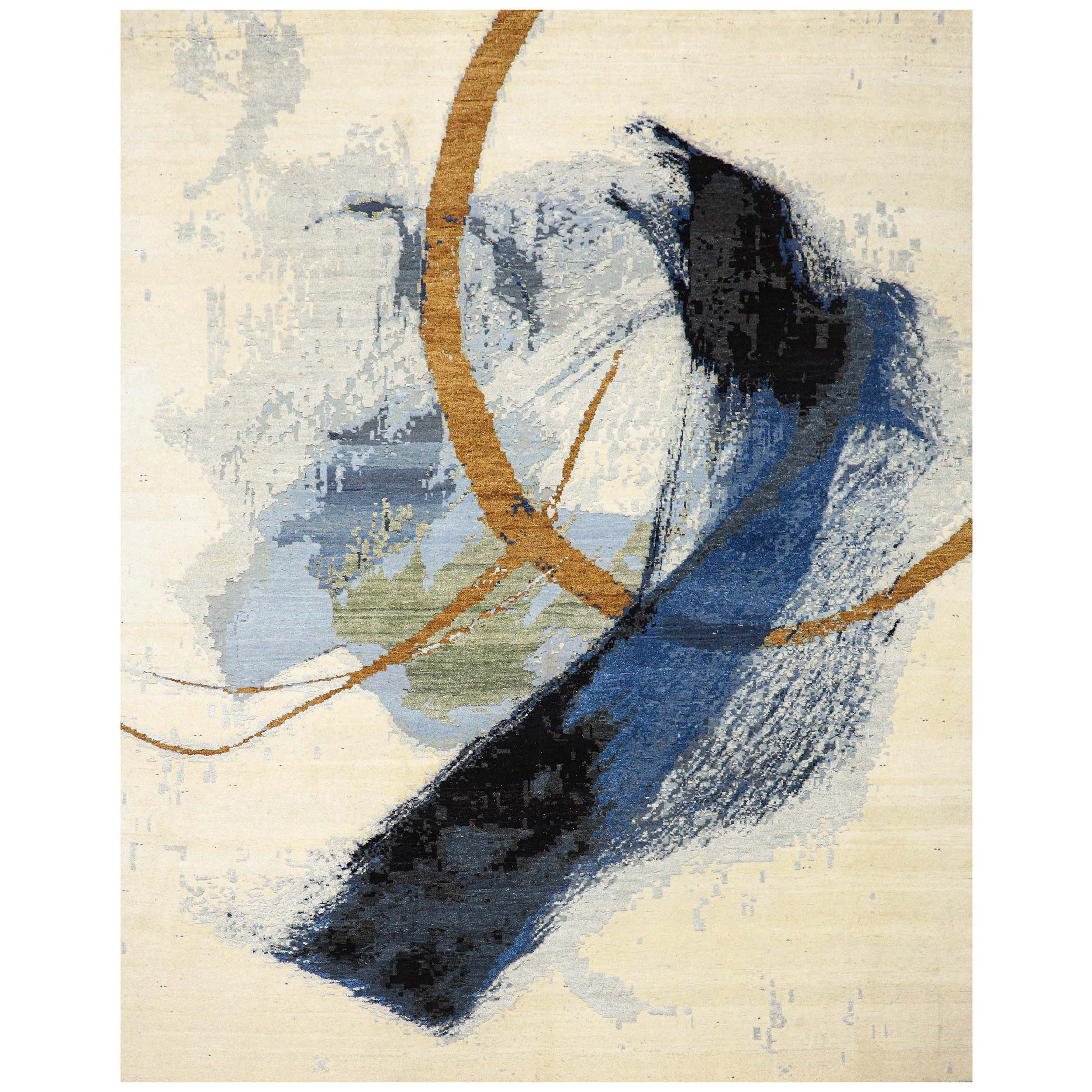 Bokara Rug Co., Inc. Rectangle Abstract Hand-Knotted Wool/Silk Area Rug ...