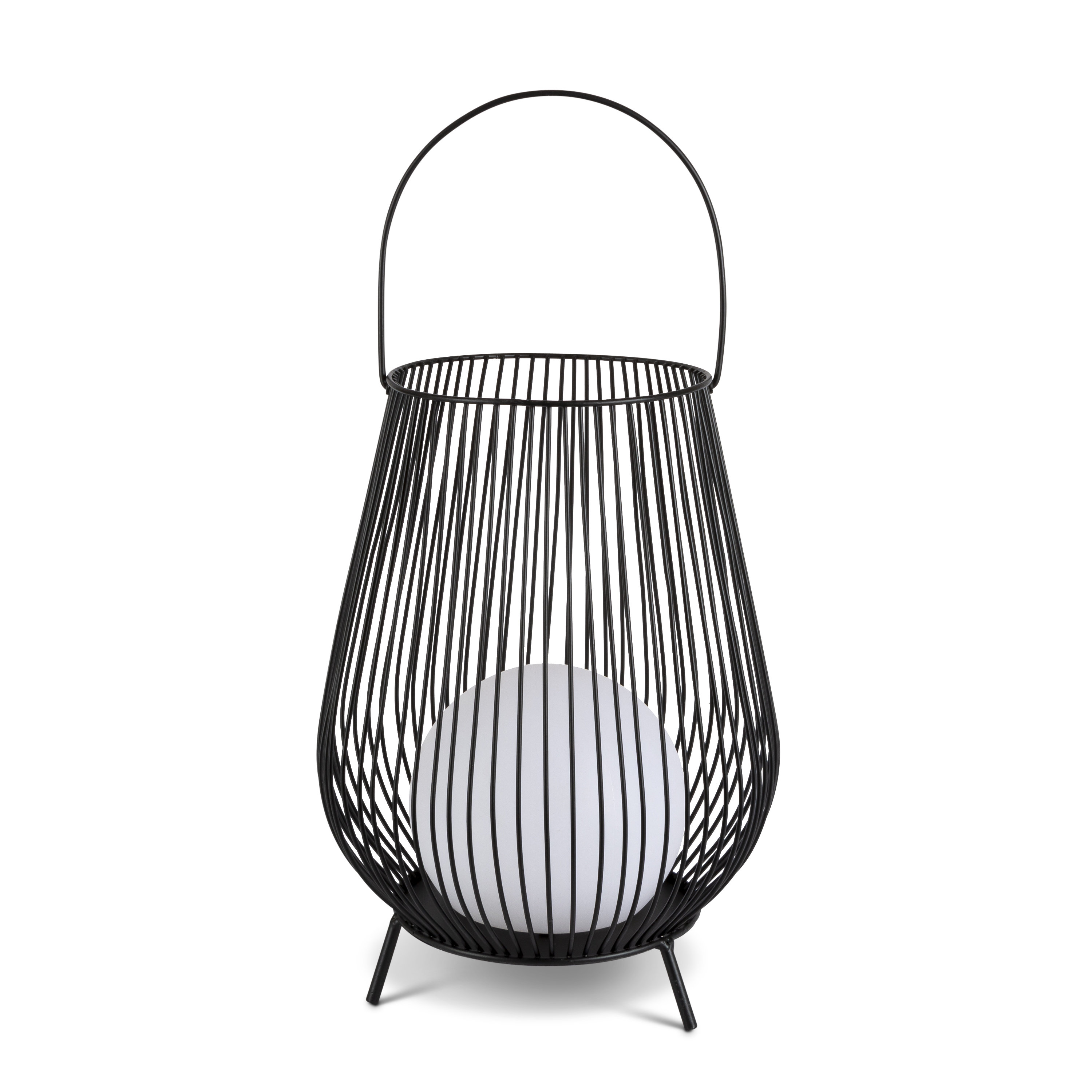 Everlasting Glow 13.78 Inch Outdoor Black Metal Wire Lantern With Solar ...
