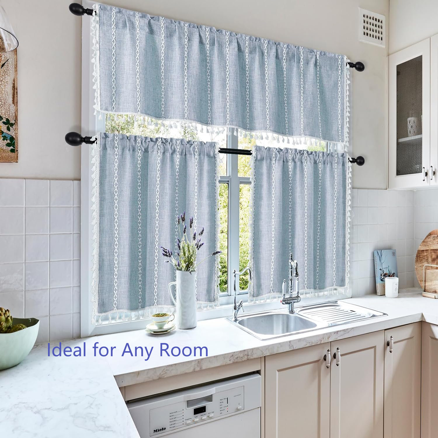 Tobran Kitchen Valances for Windows, Boho Farmhouse Valance Curtains ...