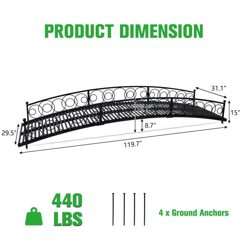Kinbor 10 FT Garden Bridge | Wayfair