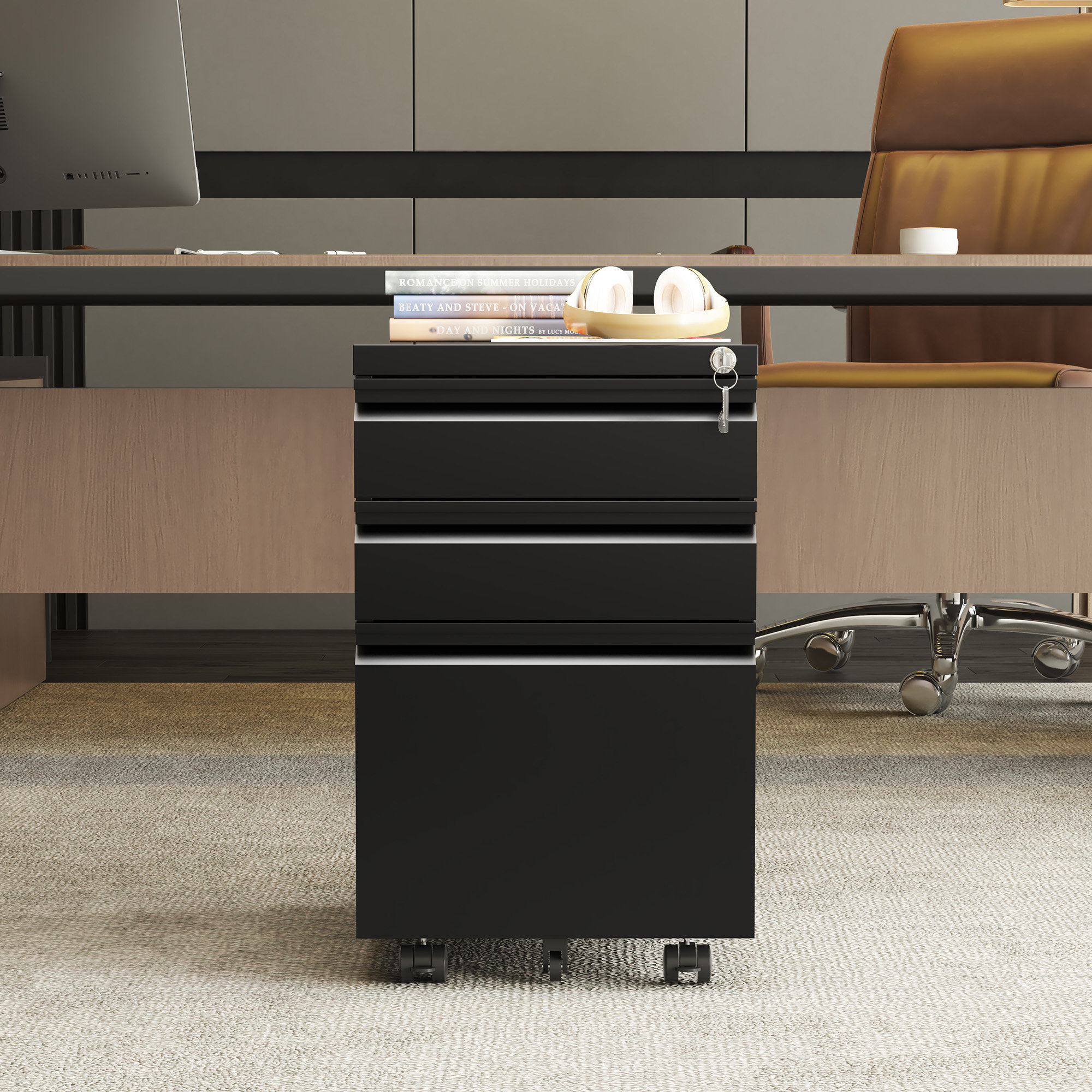 Inbox Zero 3 Drawers Metal Mobile Filing Cabinets with Lock & Reviews ...