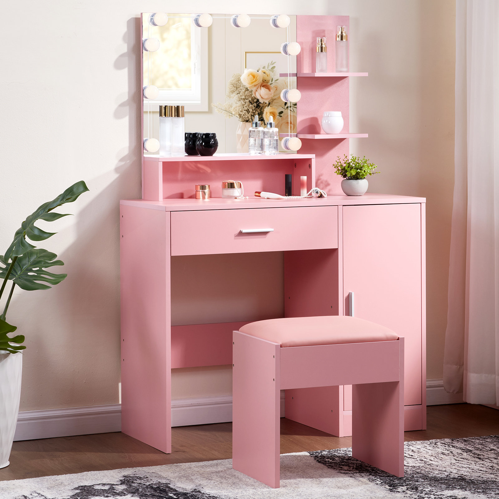 Ebern Designs Dressing Table Pink | Wayfair
