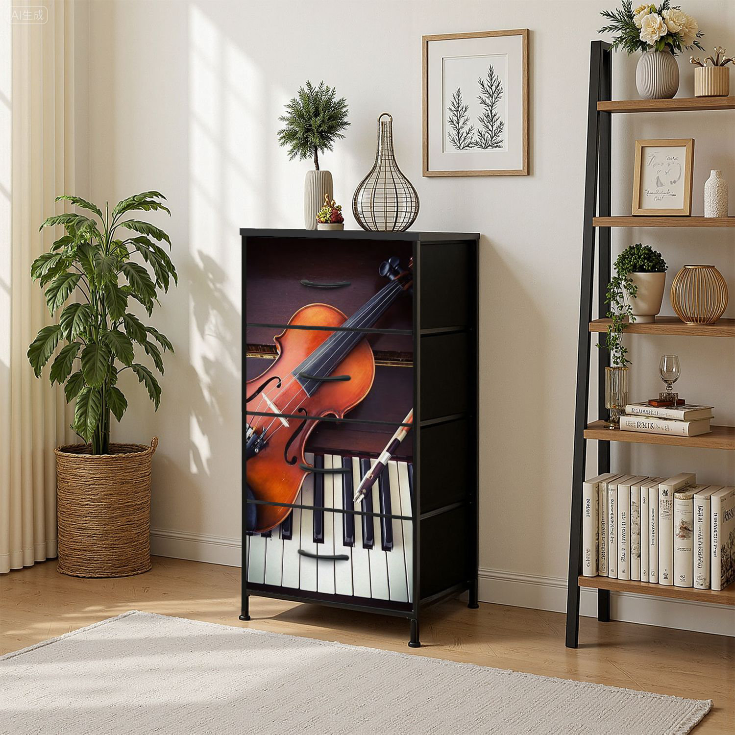 Hokku Designs 4 Drawer Vertical Storage Dresser Violin piano keyboard ...