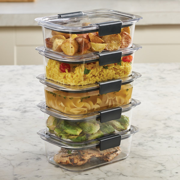 Rubbermaid Brilliance Food Storage Containers, BPA-Free Plastic, Medium ...
