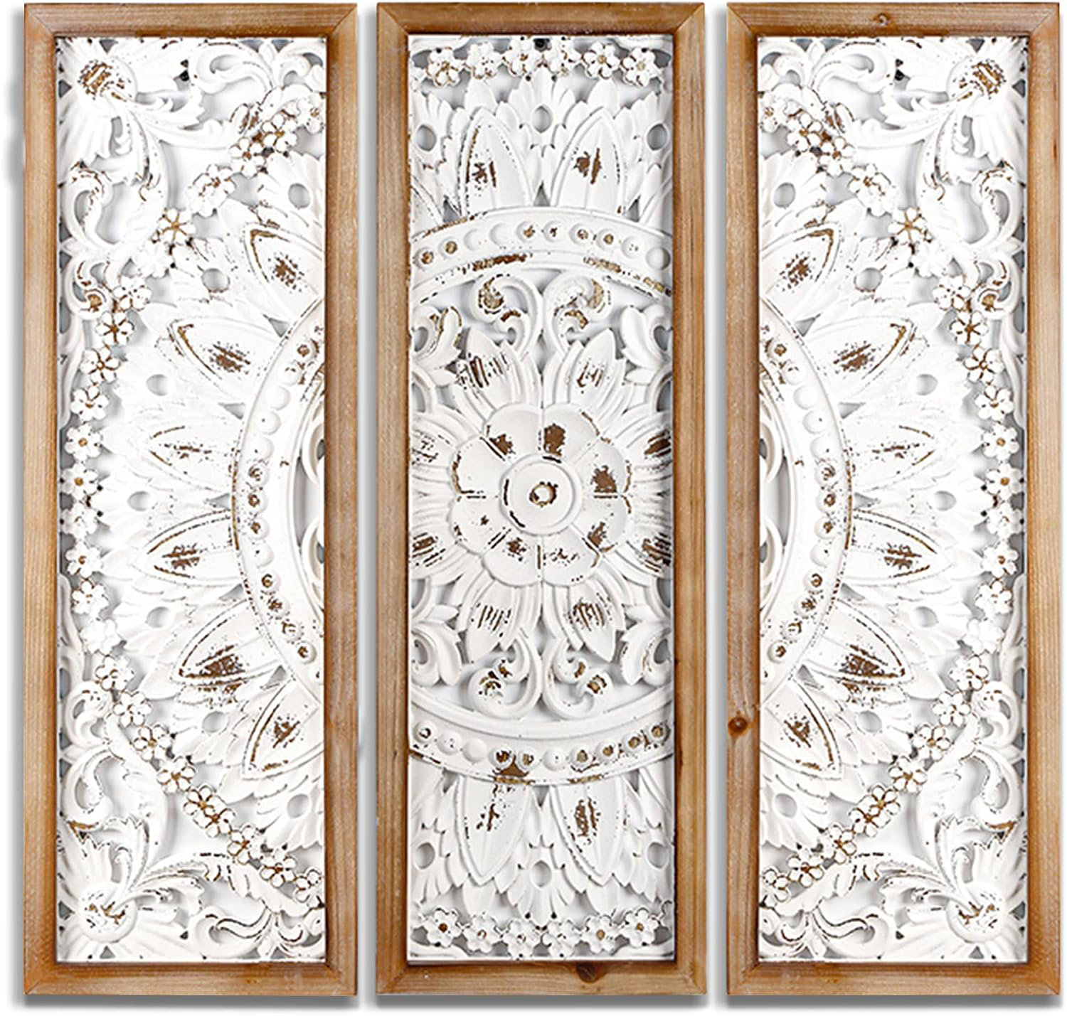 Gracie Oaks Large Carved Wood Sculpture Panels Set, Antique Wooden ...