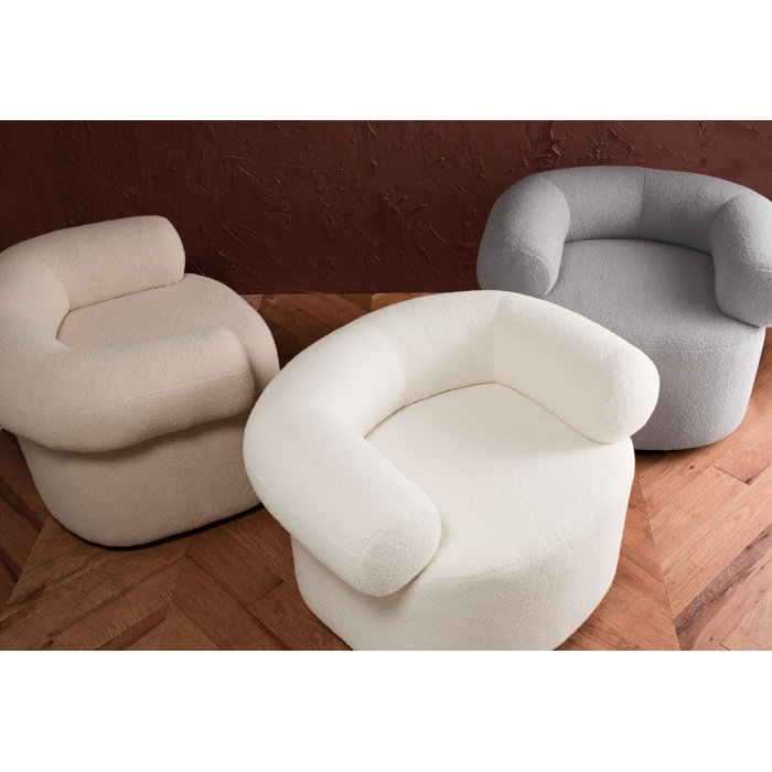 Wrought Studio Chiril Upholstered Swivel Barrel Chair & Reviews | Wayfair