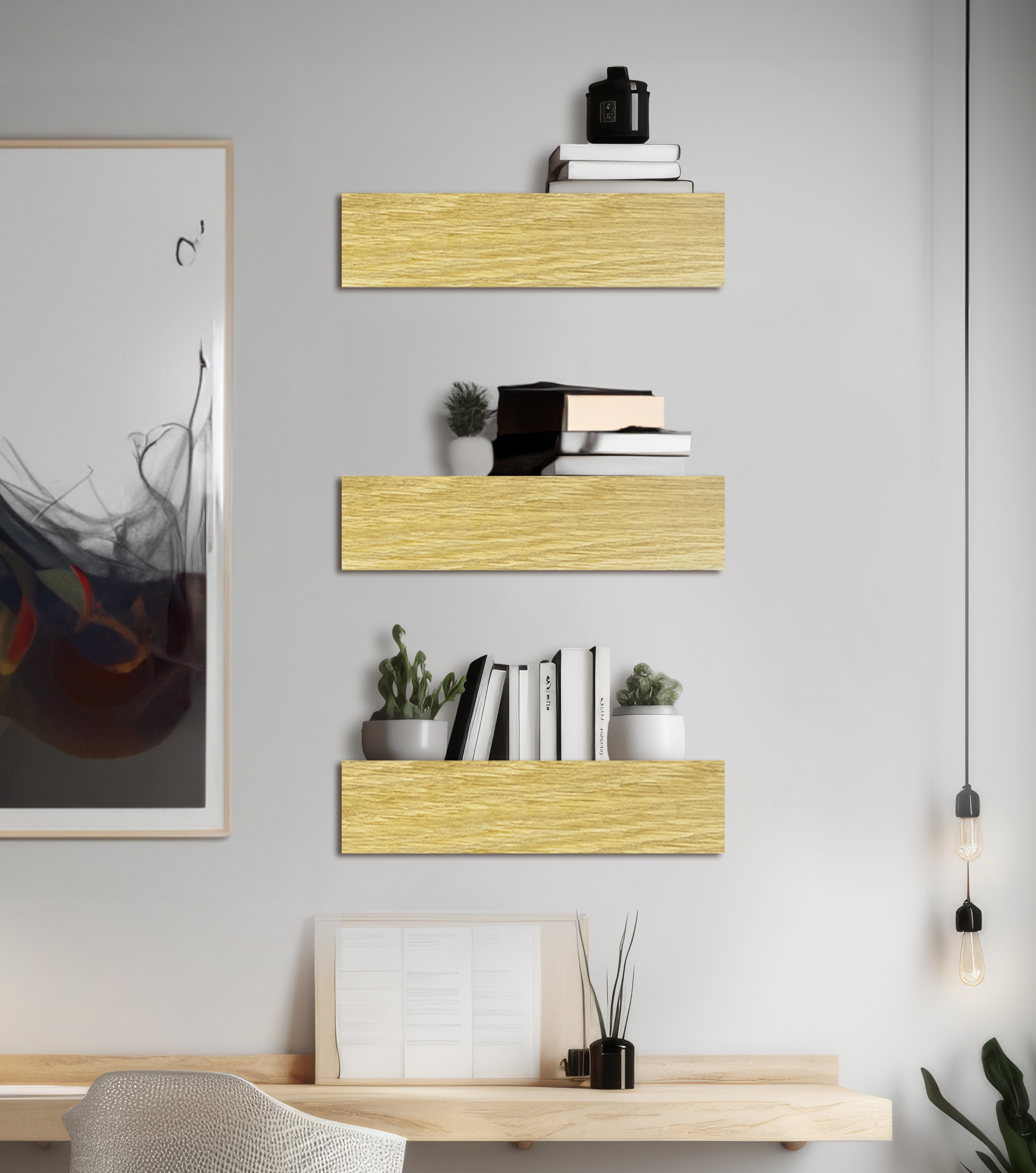 Rayne Mirrors Emerald Lee 3 Piece Oak Floating Shelf - Wayfair Canada