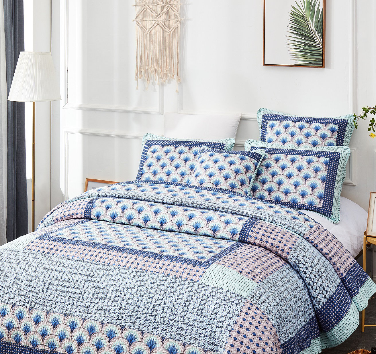 DaDa Bedding Mediterranean Patchwork Breezy Ocean Waves Reversible ...