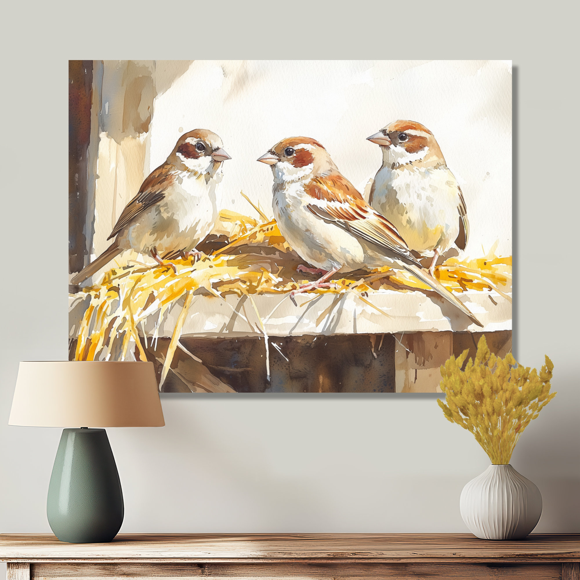 Ivy Bronx Sparrows Bird In The Barnyard II - Bird Metal Wall Art ...
