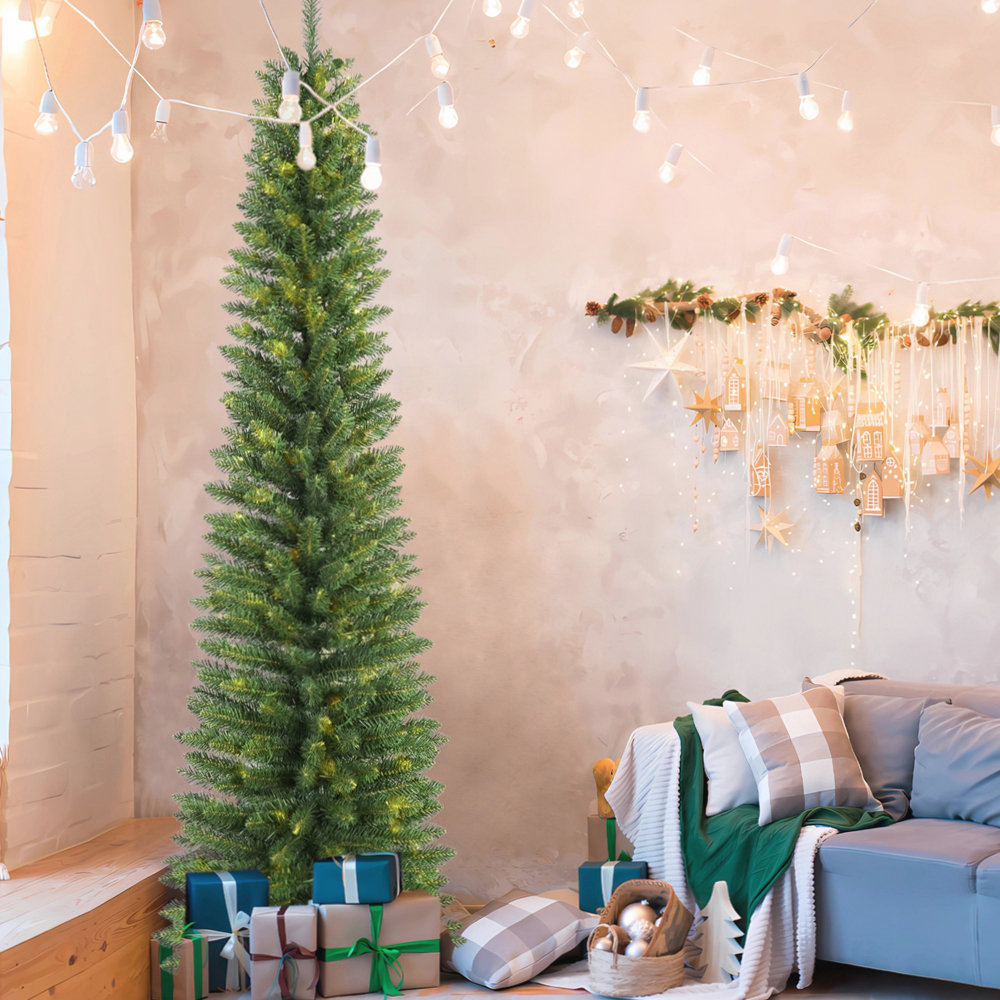 QIURUNSHANGMAO 7FT Pencil Christmas Tree Slim PVC Tree with 469 Tips ...