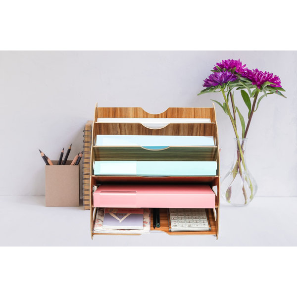 Metro Lane Wooden Filing Trays, Large Wood Office Desk Stationery ...
