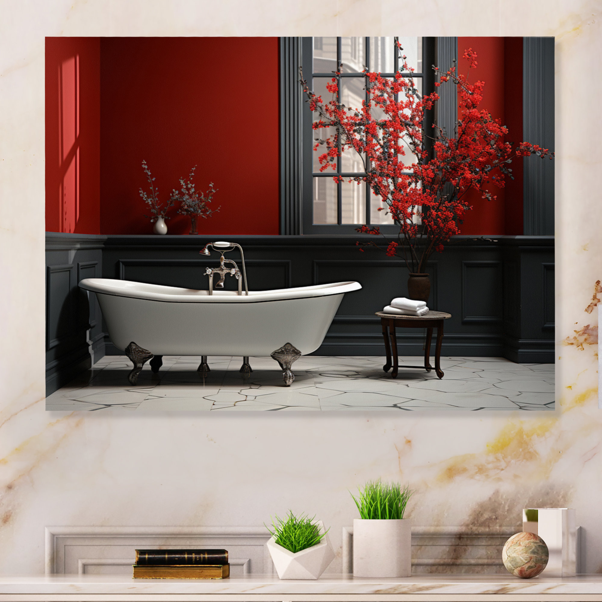 Latitude Run® Red Modern Bathroom Charm V - Bath & Laundry Metal Wall ...