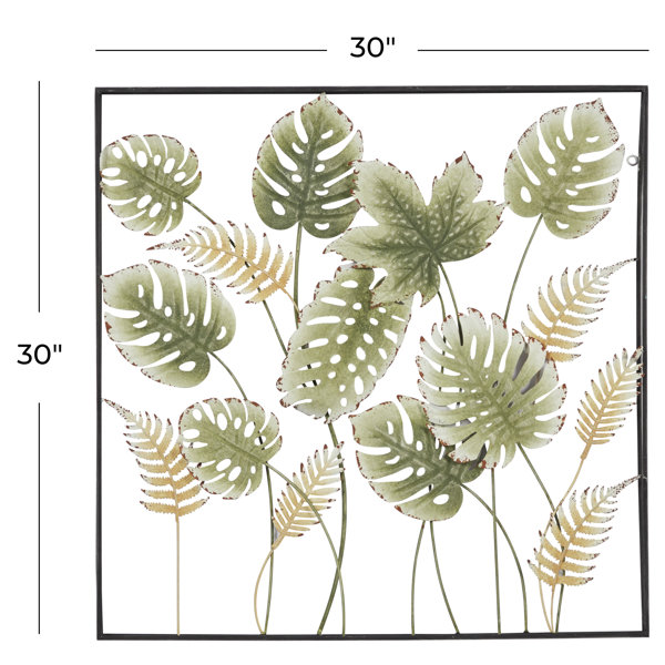 Bay Isle Home™ Metal Tall Cut-Out Leaf Green Wall Decor with Intricate ...