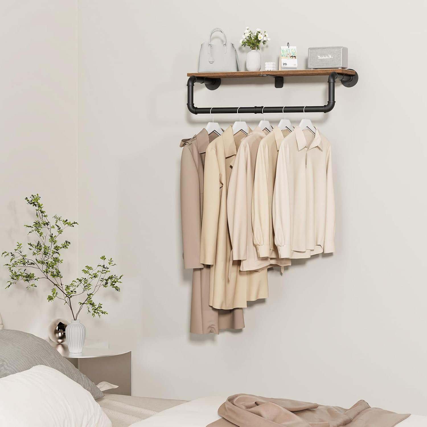 Shimano Industrial Pipe Clothing Rack With Top Shelf, Space Saver ...