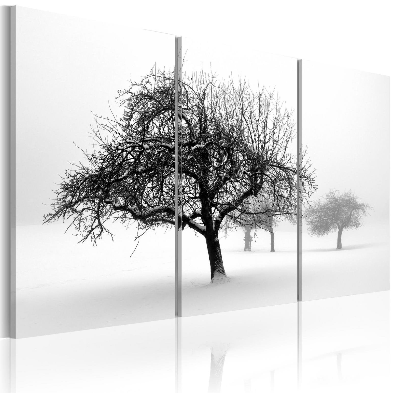 Latitude Run® Gridine Trees Submerged In White On Canvas 3 Pieces Print ...