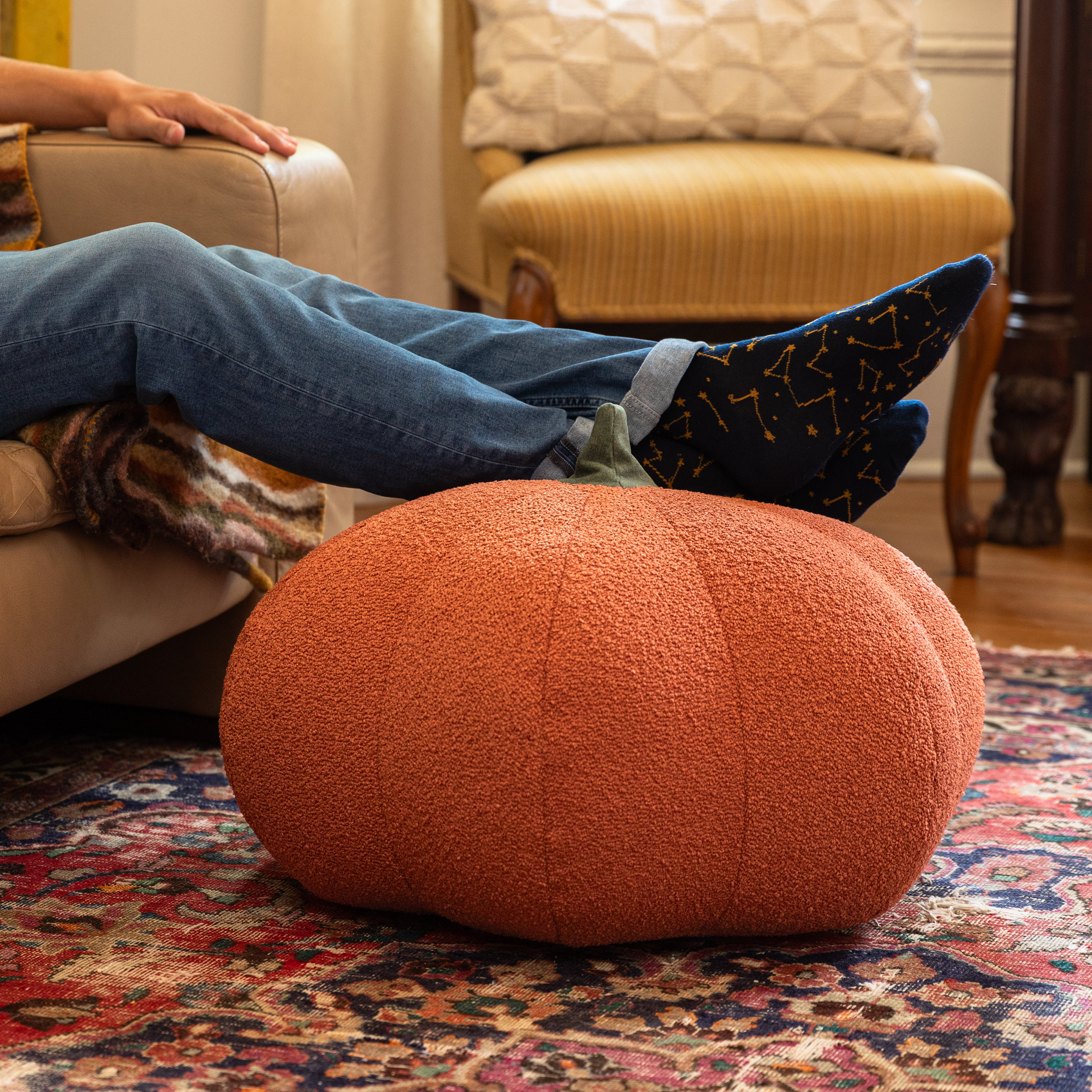 The Holiday Aisle® Pumpkin Pouf - Luxurious Ottoman For Fall ...