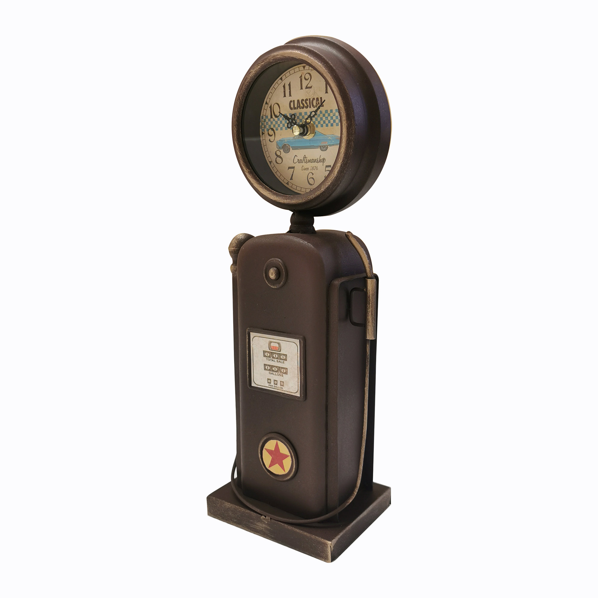 Williston Forge Analog Metal Quartz Tabletop Clock in Brown | Wayfair