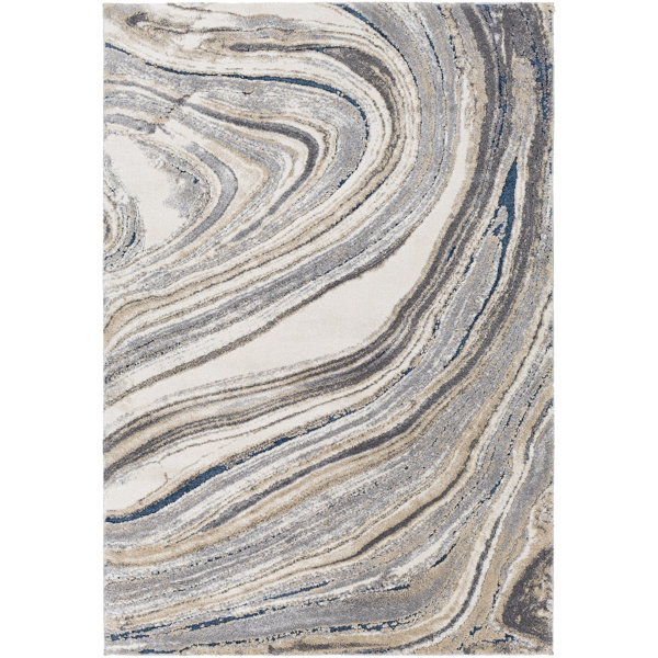 Etta Avenue™ Electra Abstract Cream/Khaki/Gray/Medium Gray Area Rug ...