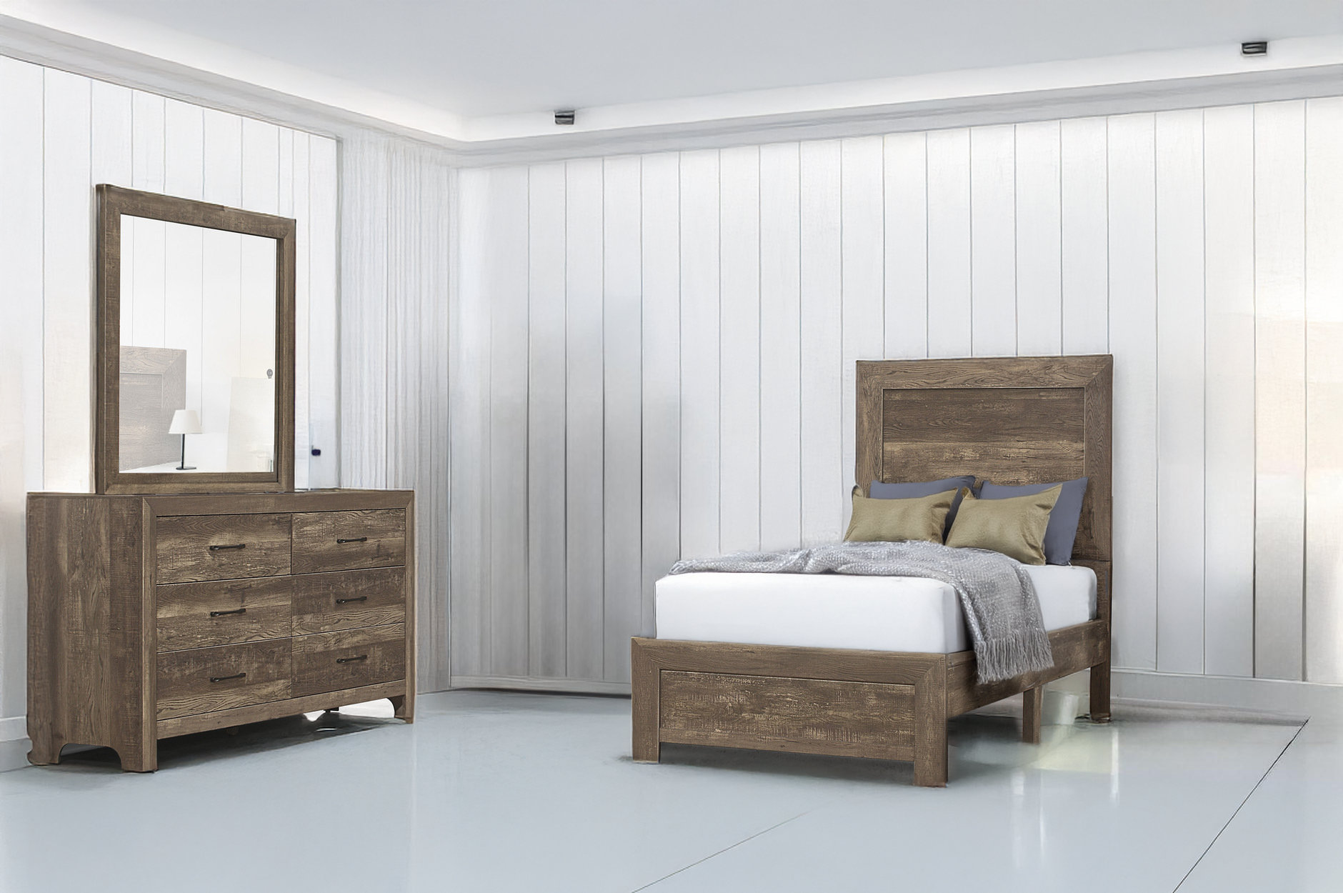 Millwood Pines Sibby Rustic Brown Panel Bedroom Set | Wayfair