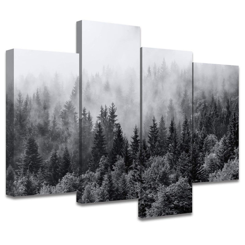 IDEA4WALL Foggy Forgest Nature Landscape For Living Room Bedroom Home ...