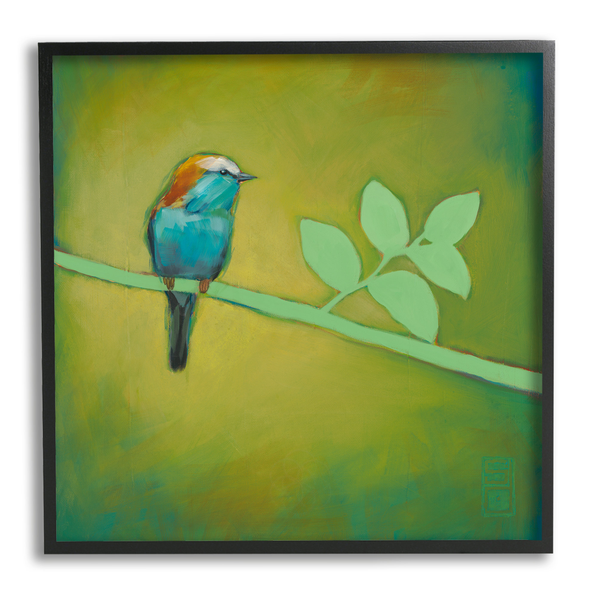 Stupell Industries Bird On Green Branch by Stacy Daguiar | Wayfair