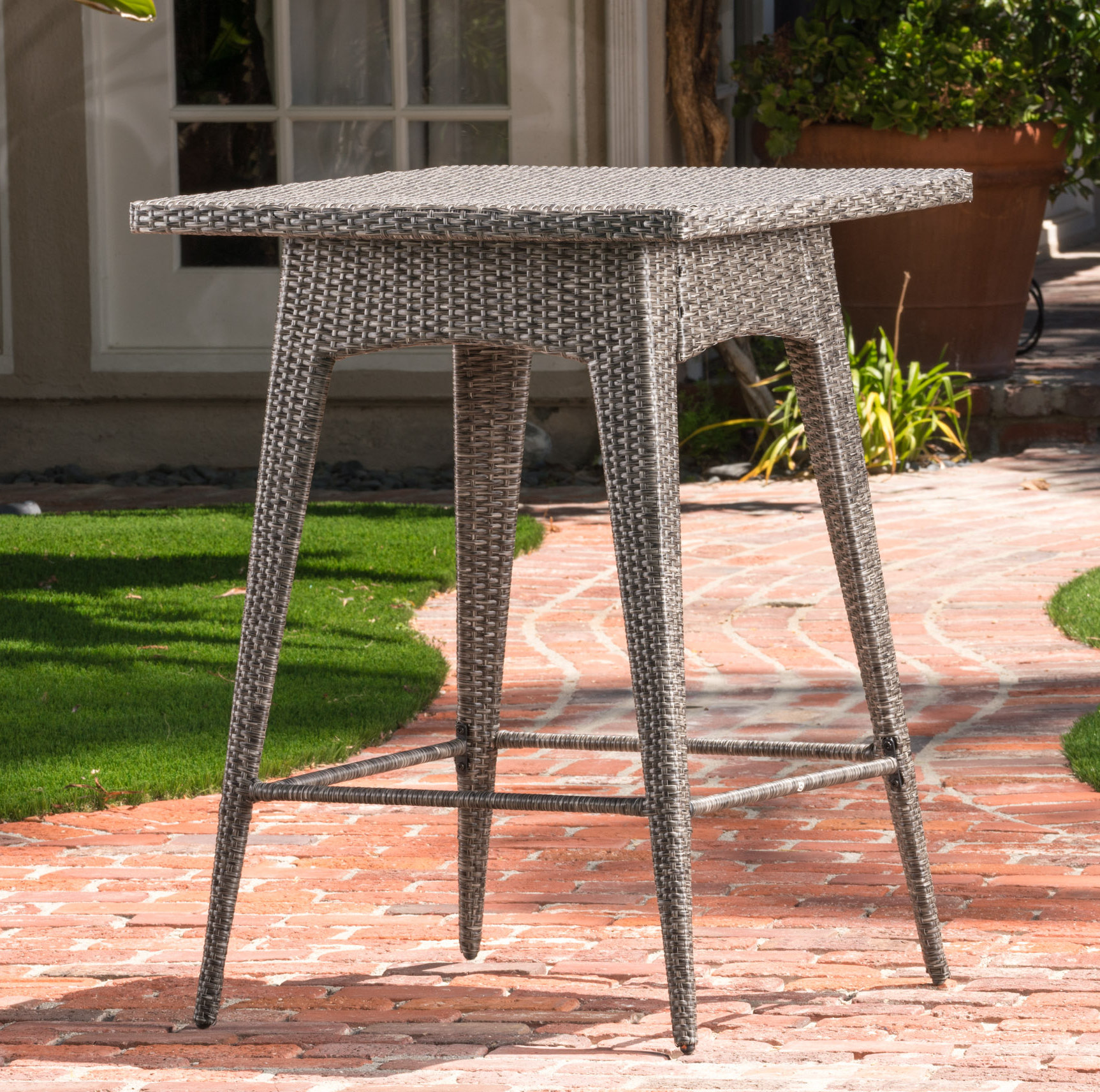 Wade Logan® Arville Wicker Bar Table & Reviews | Wayfair