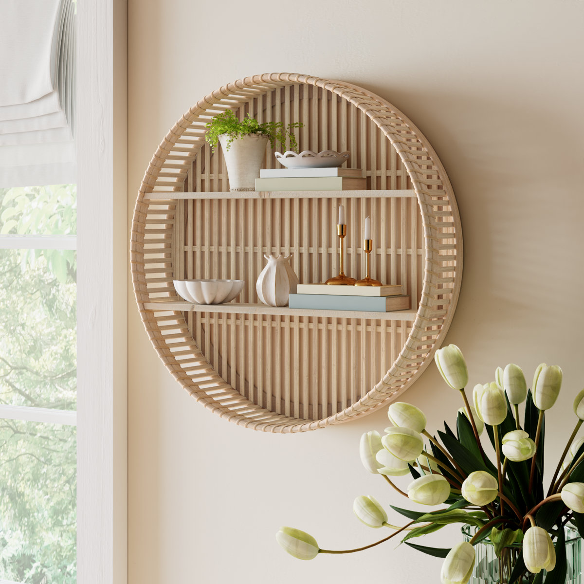 Birch Lane™ Wyat 2 Piece Circle Accent Shelf with Live Edge & Reviews ...
