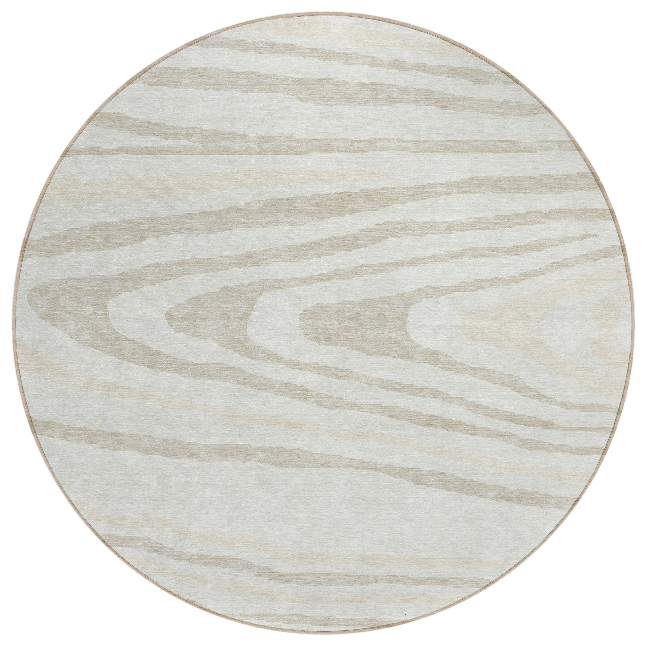 HomeRoots 8' Taupe Round Faux Bois Washable Indoor Outdoor Area Rug ...