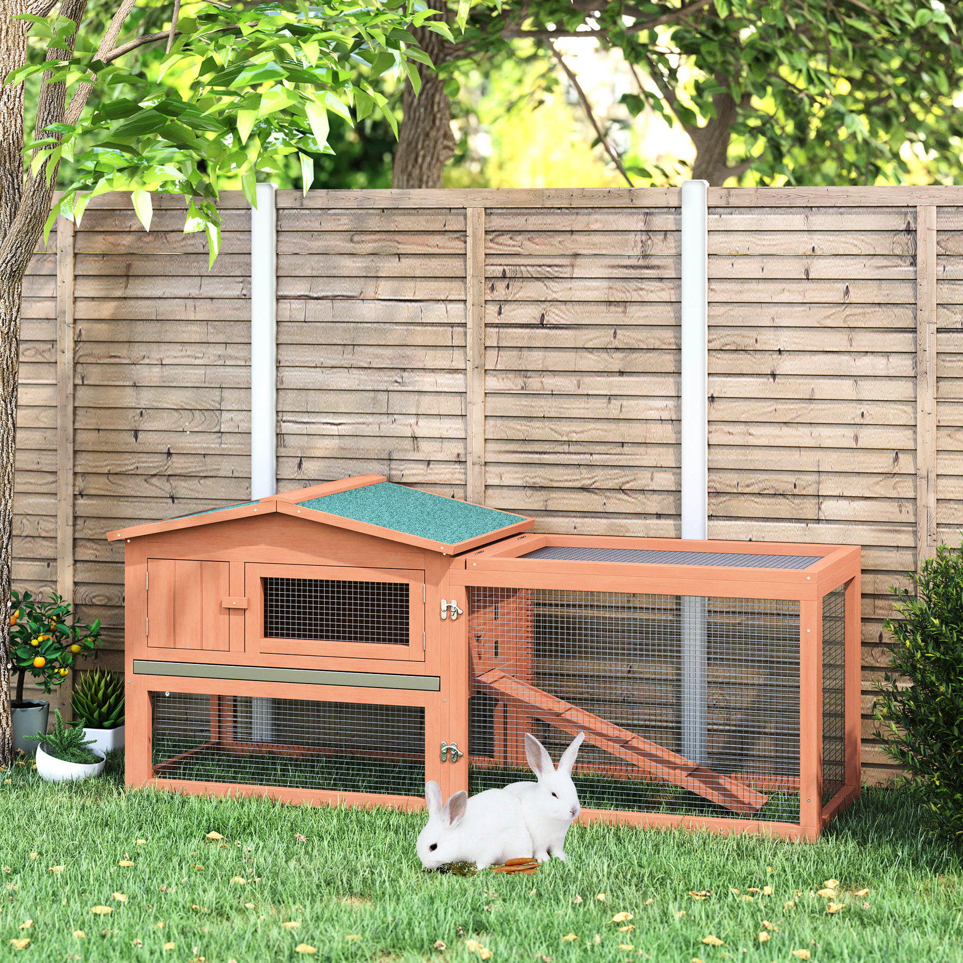 Tucker Murphy Pet™ 61.5"X23"X27" Rabbit House With Detachable Run And ...