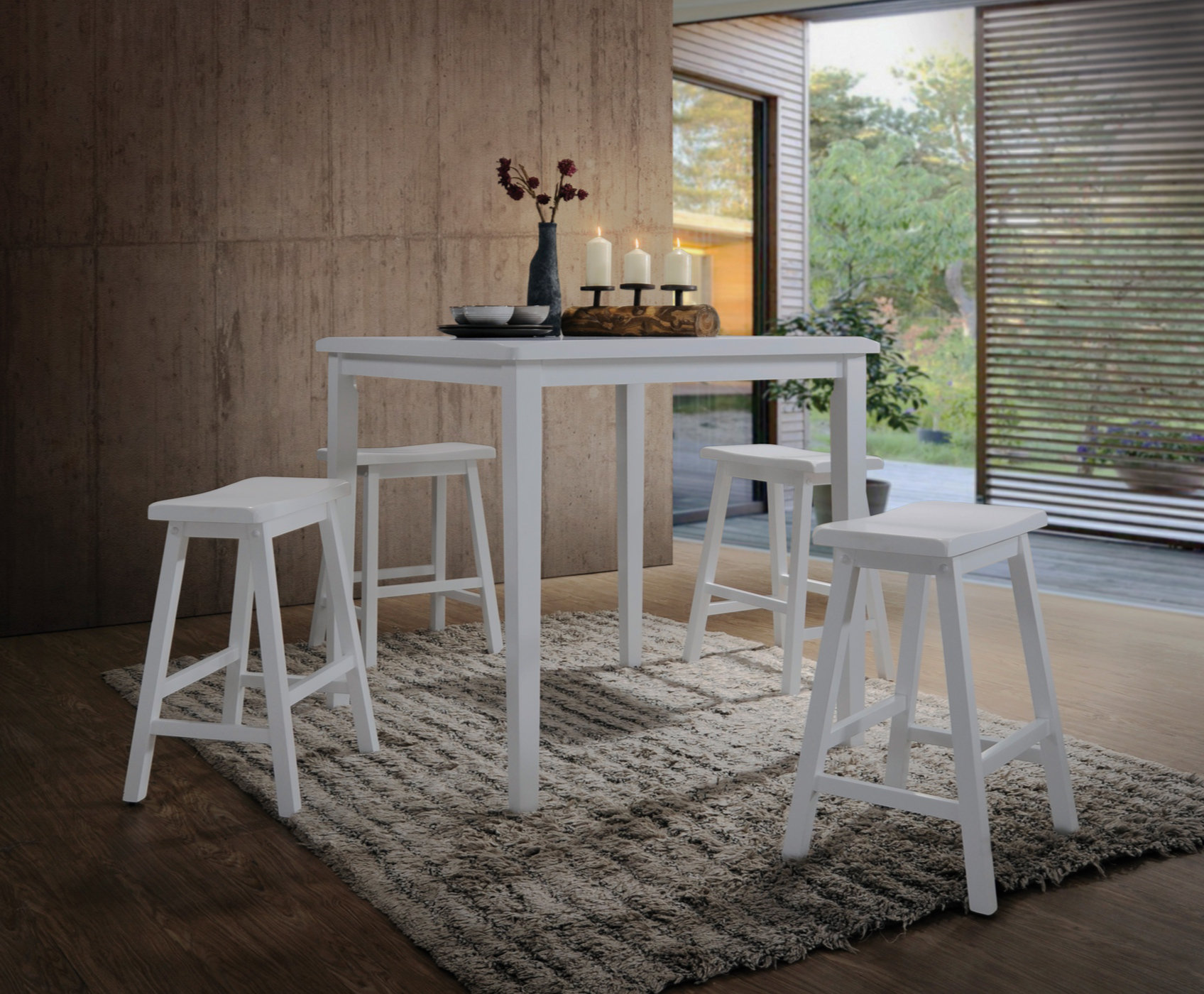 Latitude Run® 5-Piece Counter Height Dining Set 1 Table and 4 Saddle ...