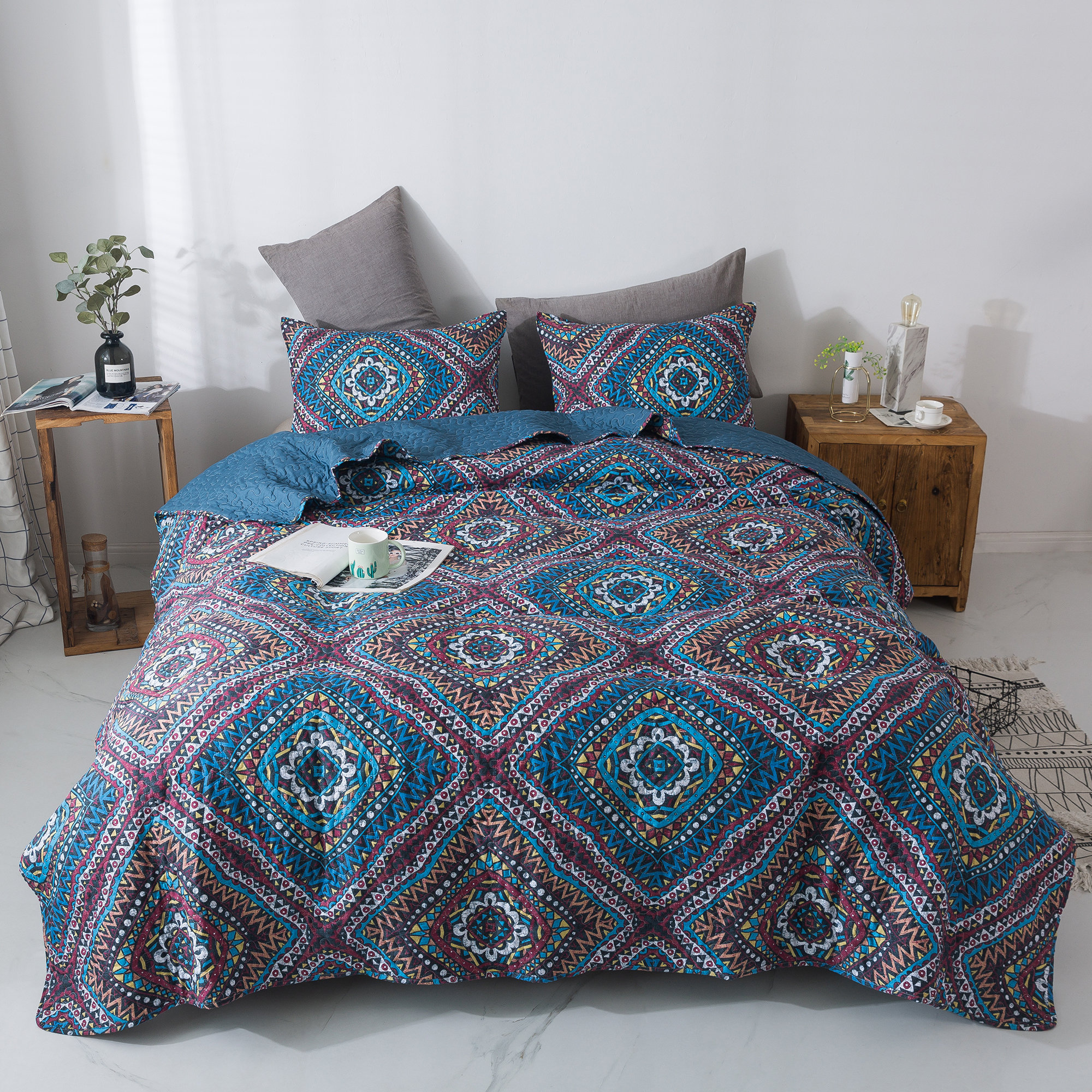 DaDa Bedding Bedspread Set - Tribal Aztec a Hidden Gem Quilted Set with ...