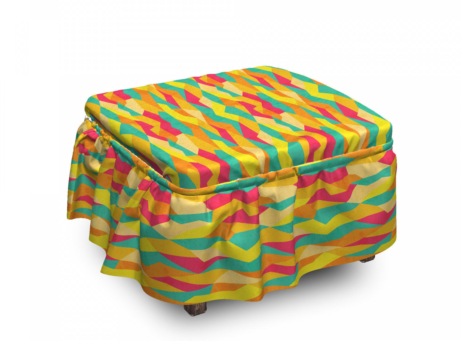 East Urban Home Geometric Funky Tiles 2 Piece Box Cushion Ottoman ...
