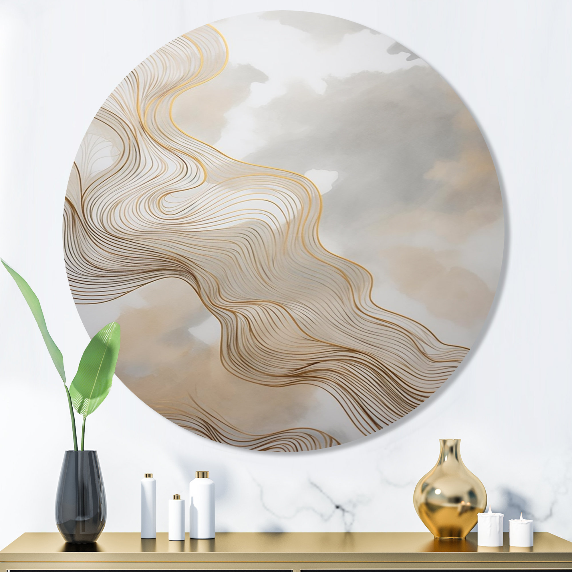 Mercer41 Benslimane Gold And Grey Linear Expressions V - Abstract Line ...