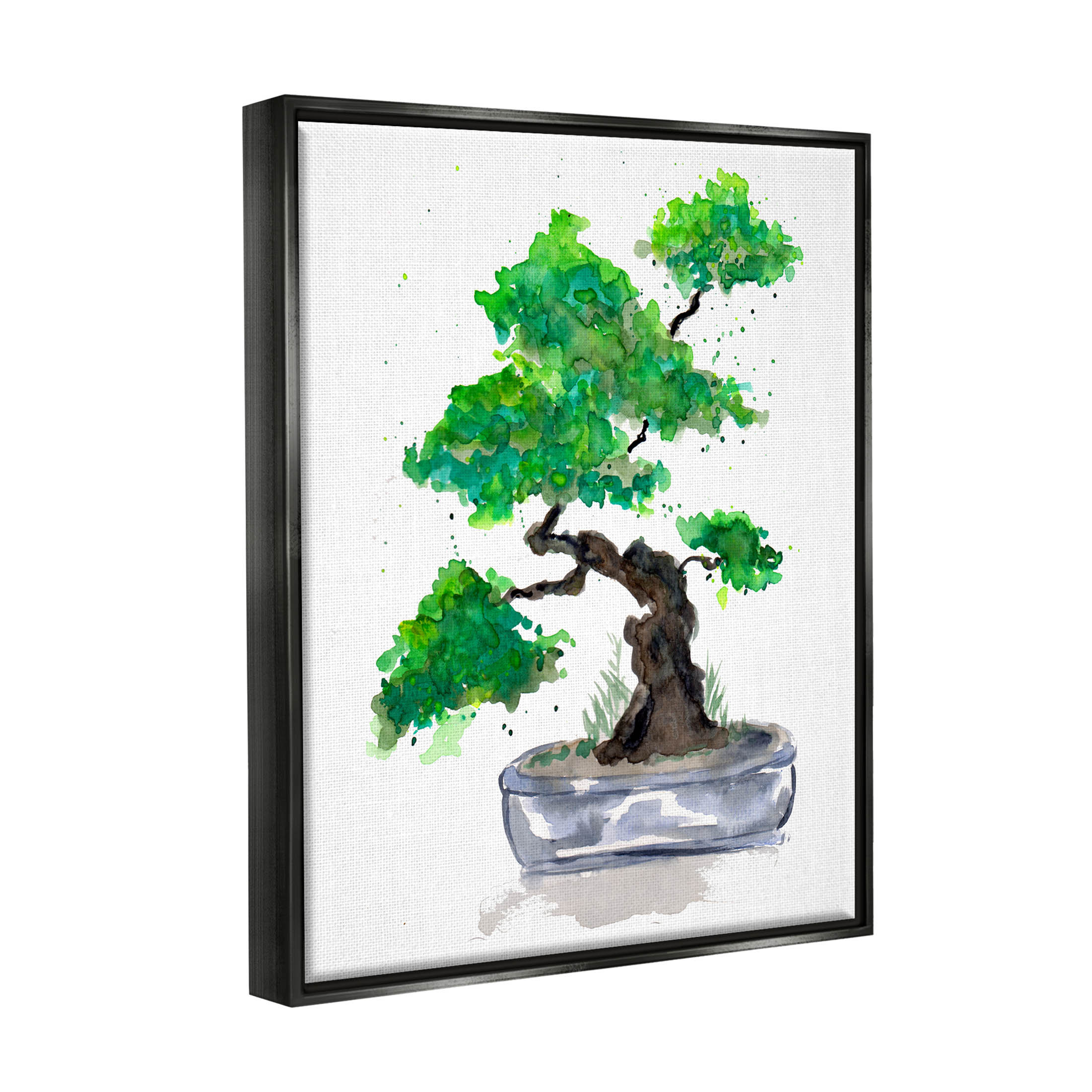 Stupell Industries Casual Blooming Bonsai Tree Framed Floater Canvas ...