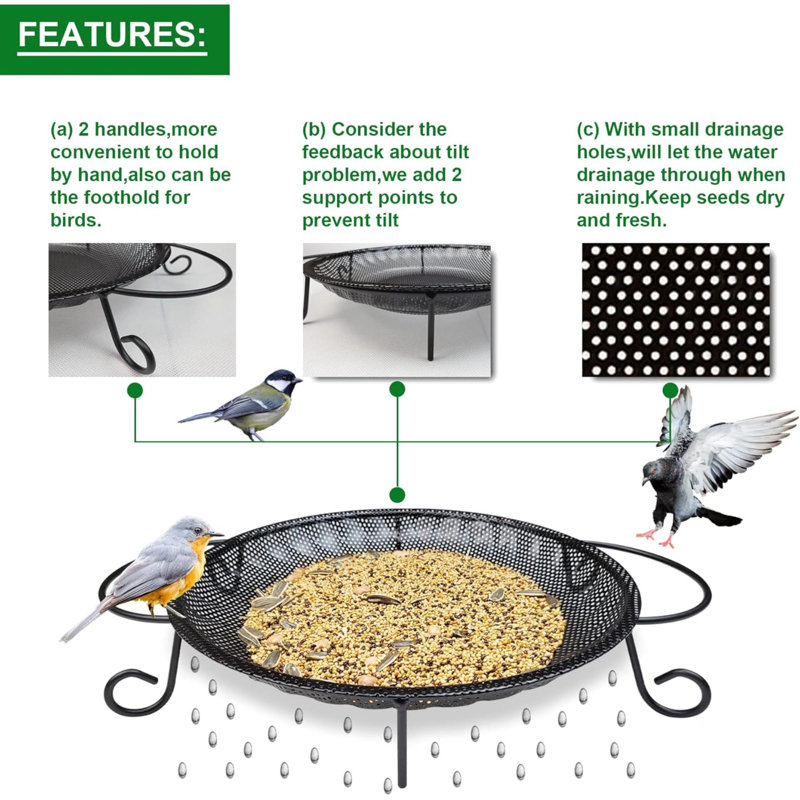 Arlmont & Co. Ground Platform Bird Feeder Tray | Wayfair