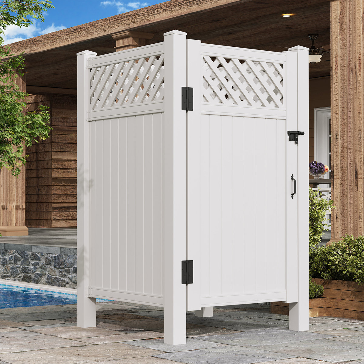 DSNAPE 3.8' X 6.7' Outside Shower Enclosure Kit With Door, Outdoor ...