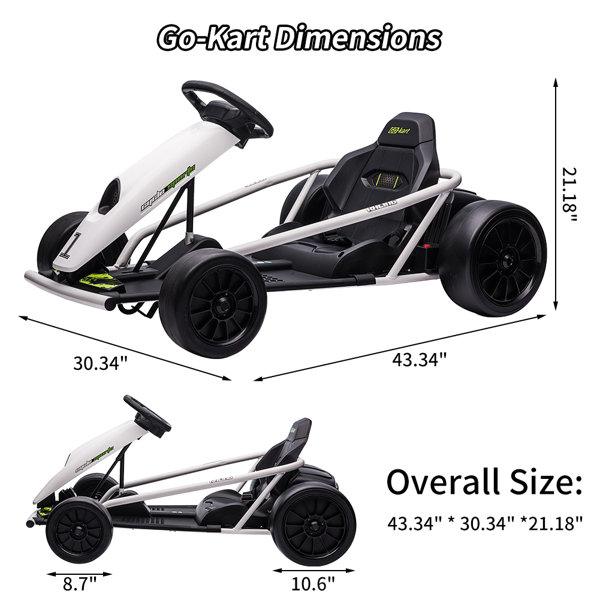 Gaomon 24V, Ride On Car , Electric Drifting Go-Kart, 8MPH High Speed ...