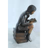 Red Barrel Studio® Bronze Girl Reading Statue on Book Stack Library ...