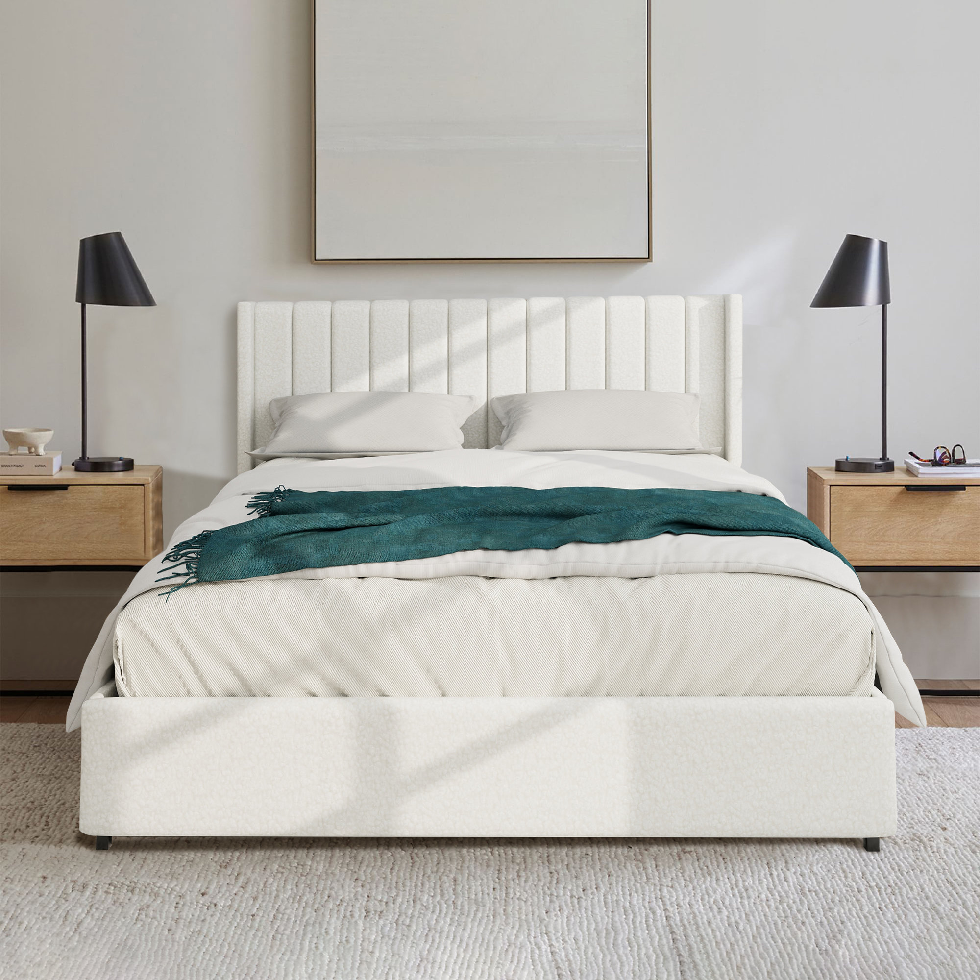 Latitude Run® Connard Queen Bed Frame with Headboard 2 Drawers Storage ...