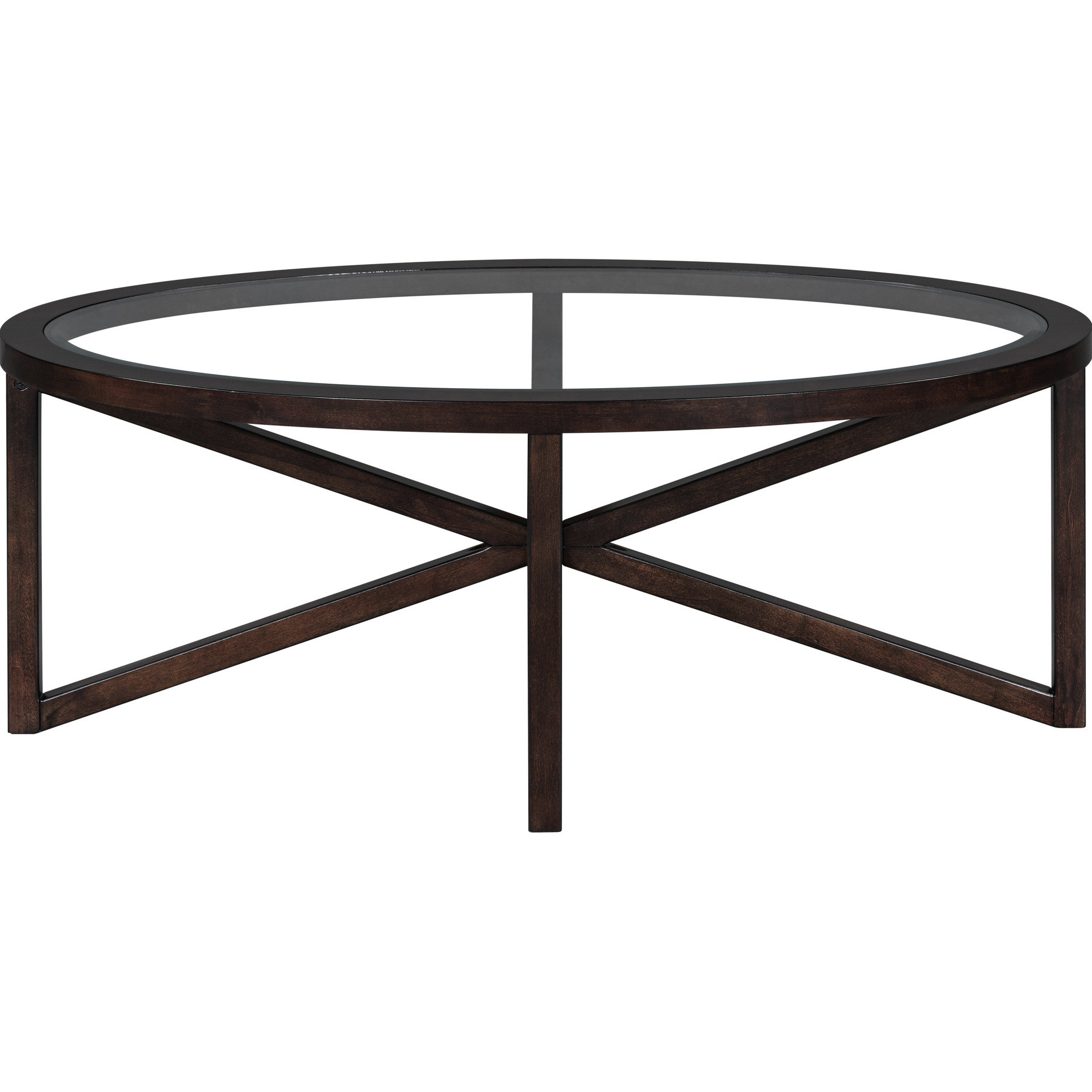 Ivy Bronx Mid - Century Inspired Round Glass And Wood Coffee Table For ...