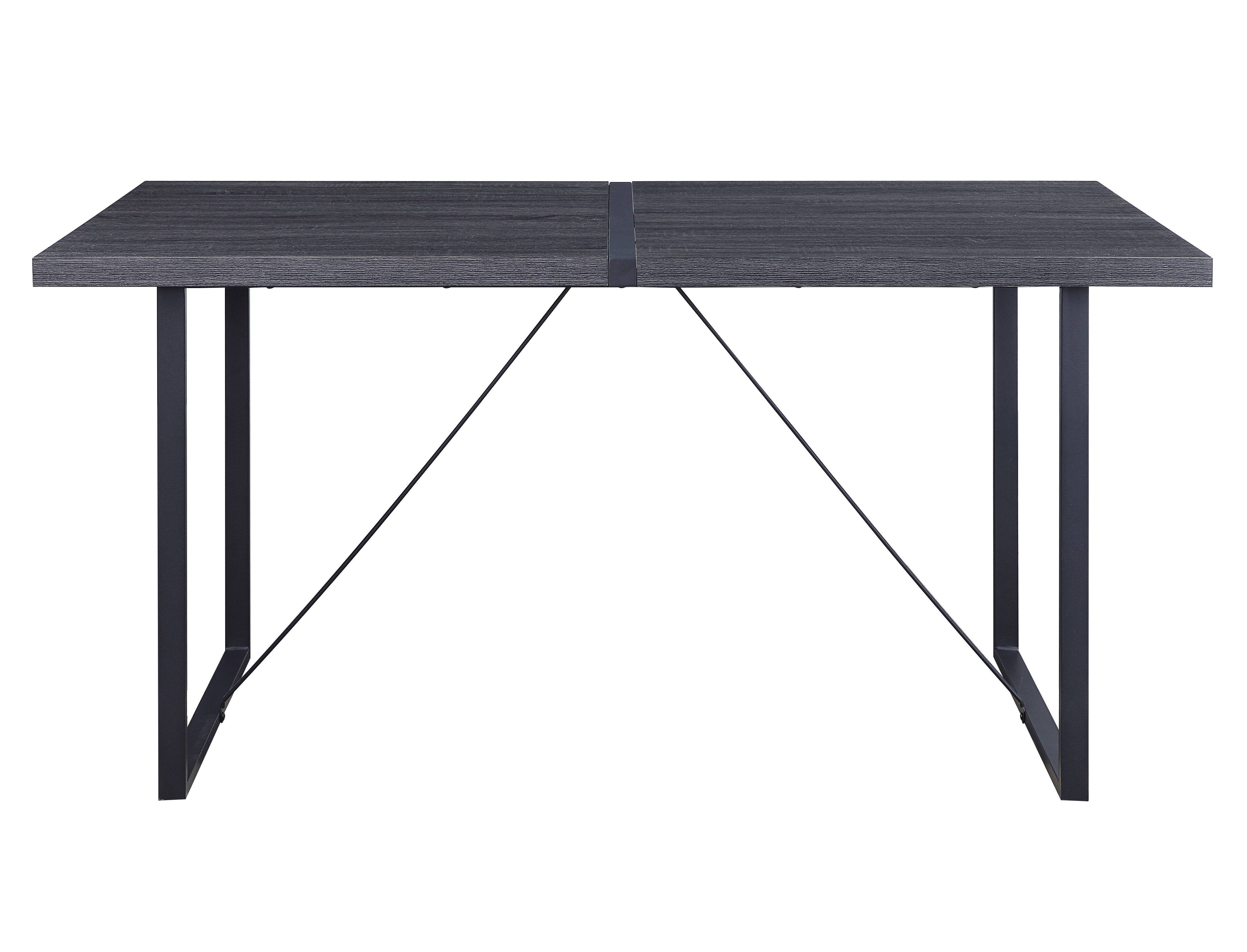 Inbox Zero Schmitt Gray Oak and Black Dining Table with Sled Base | Wayfair