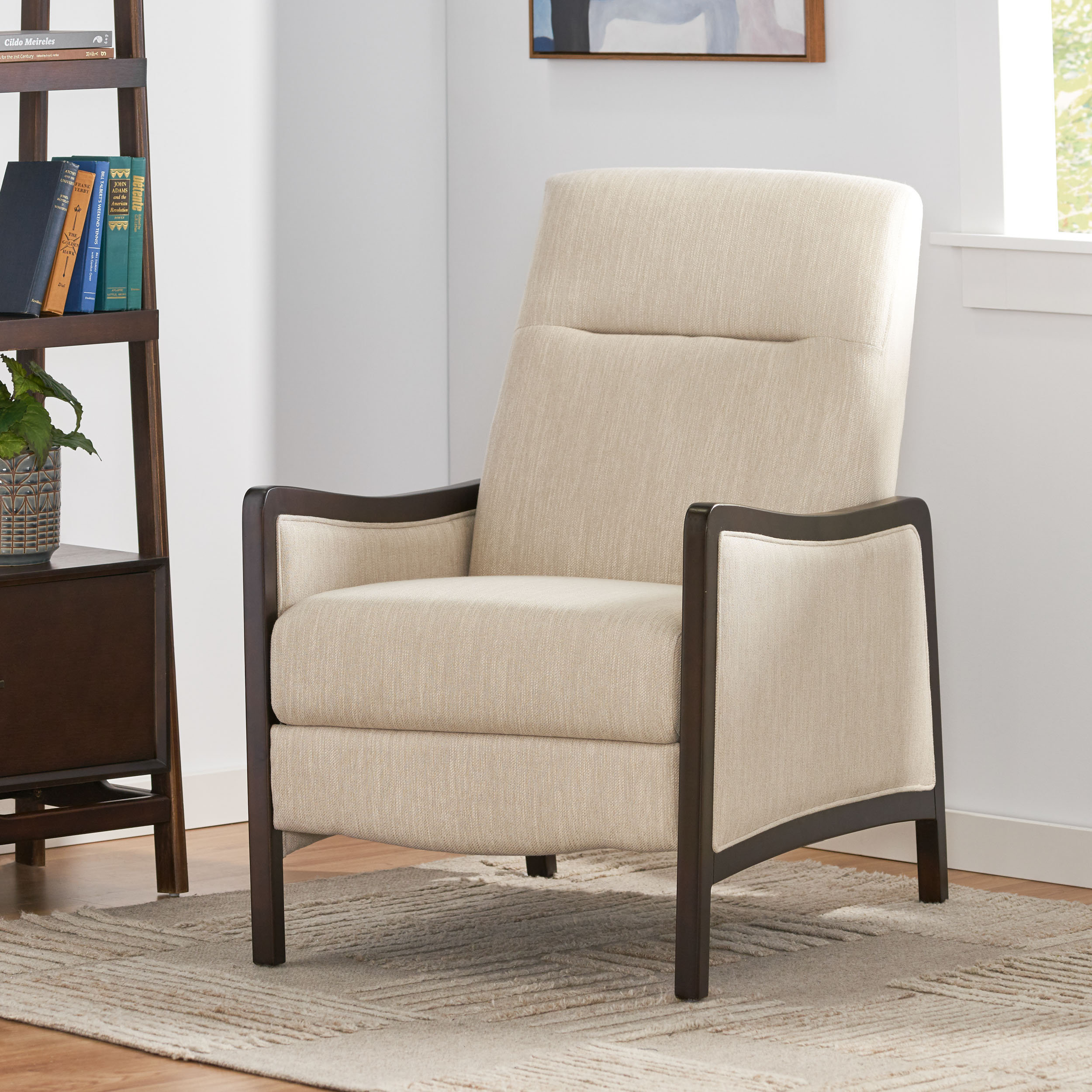 Corrigan Studio® Mid-Century Fabric Push Back Recliner Chair with Trim ...