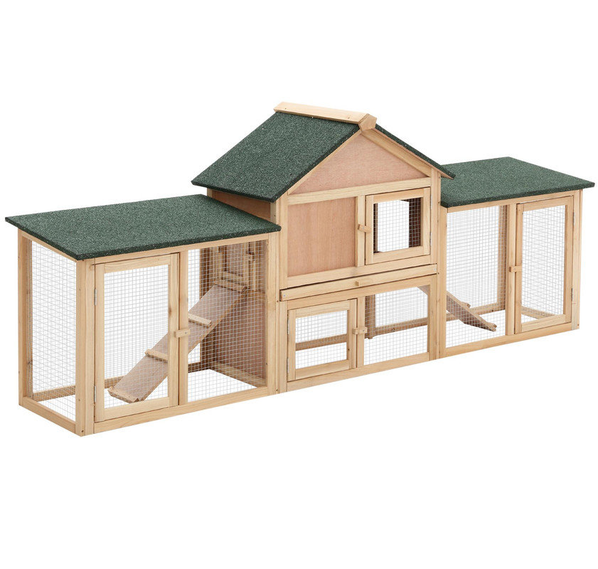 Archie & Oscar™ 83-Inch Wooden Guinea Pig Cage by PawHut - Double-Run ...
