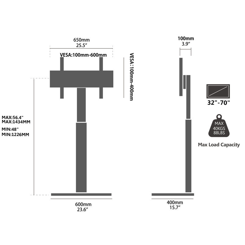 FITUEYES Modern Swivel Floor TV Stand with Power Outlet for TVs up to ...